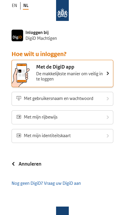 Machtiging aanvragen KOR | De Centrale